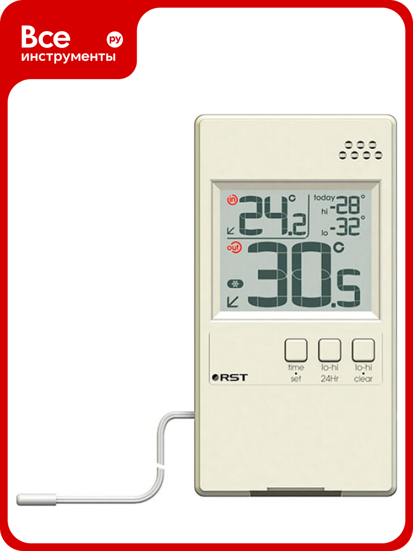 Оконный термометр RST, дом-улица, слоновая кость ivory RST01591, помещении и на улице, комплект подставке
