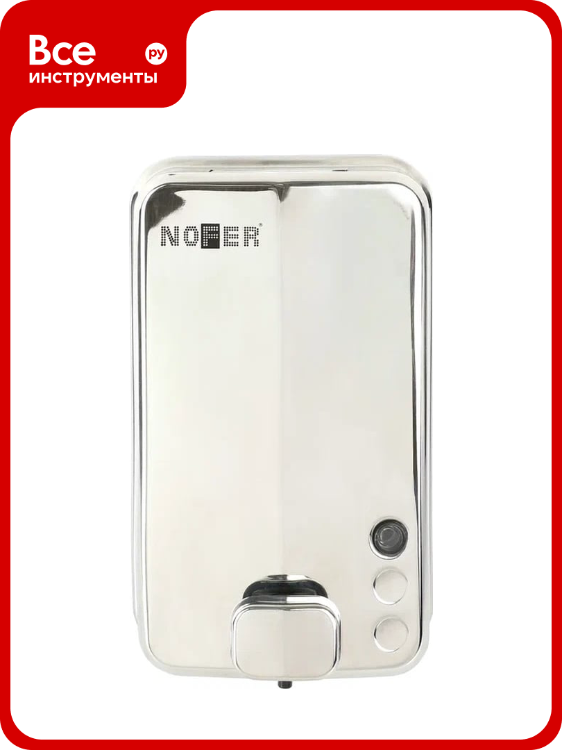 Диспенсер для мыла Nofer INOXevo глянцевый прямоугольный 1000 мл 03050. B, пластика, из нержавеющей стали