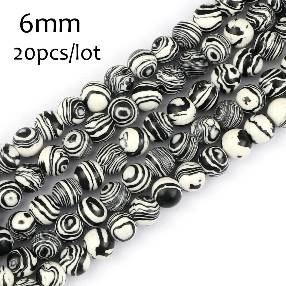 Бусины из натурального малахита 4/6/8 мм черные 6mm20pcs