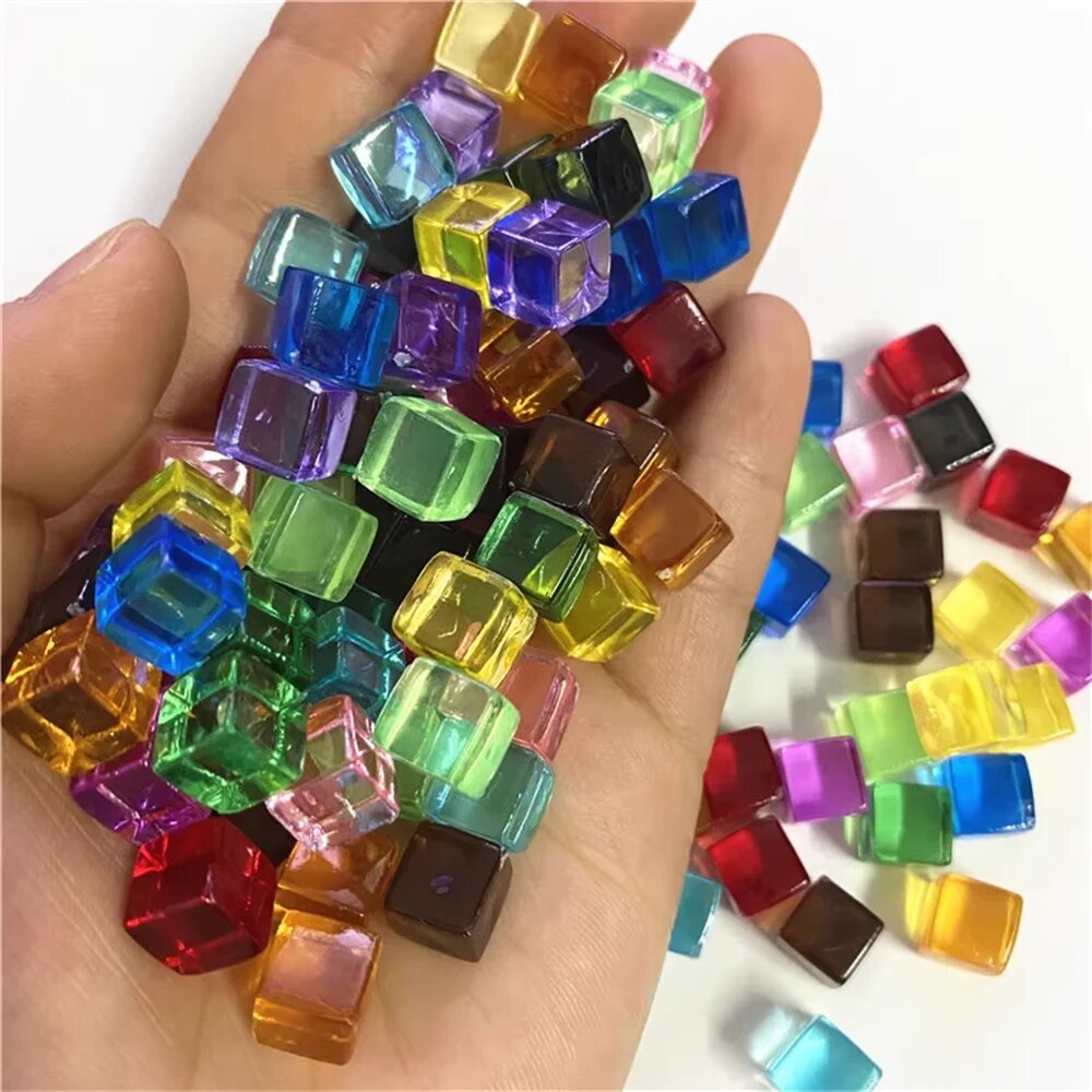 Кубики стеклянные 8 мм, цвет Mix Clear colors, 500 шт.