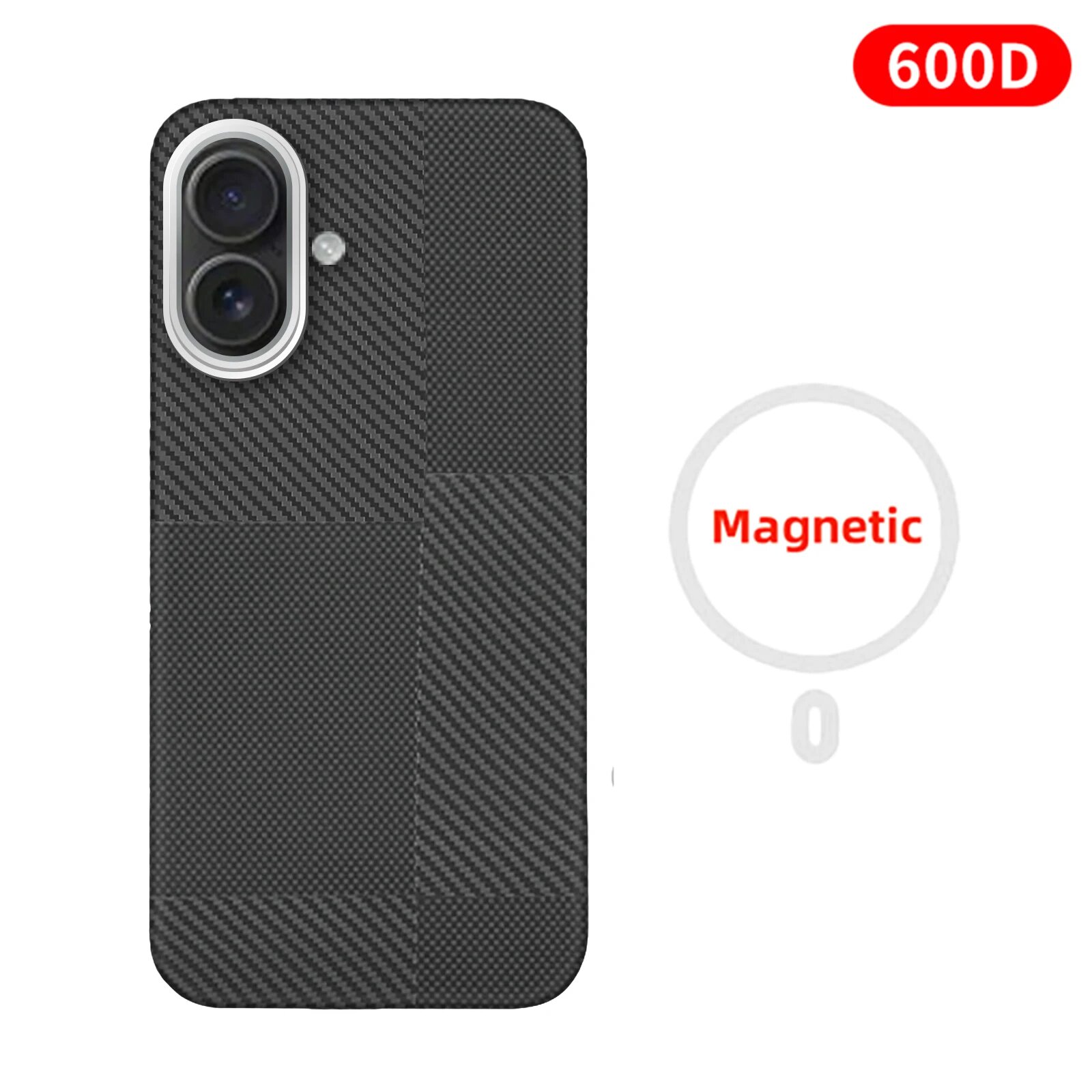 Чехол iPhone 17 черный, арамид, магнитный 600D