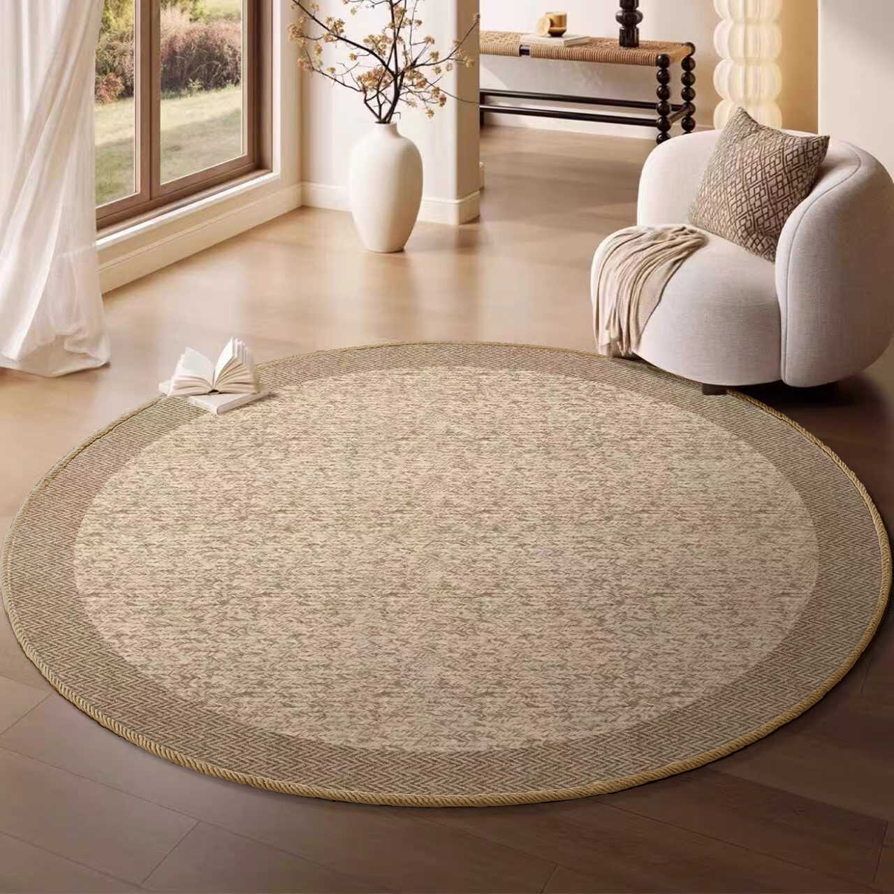 Круглый ковер премиум 100 см вельвет 1200 г/м² для гостиной спальни кресла противоскользящий шик