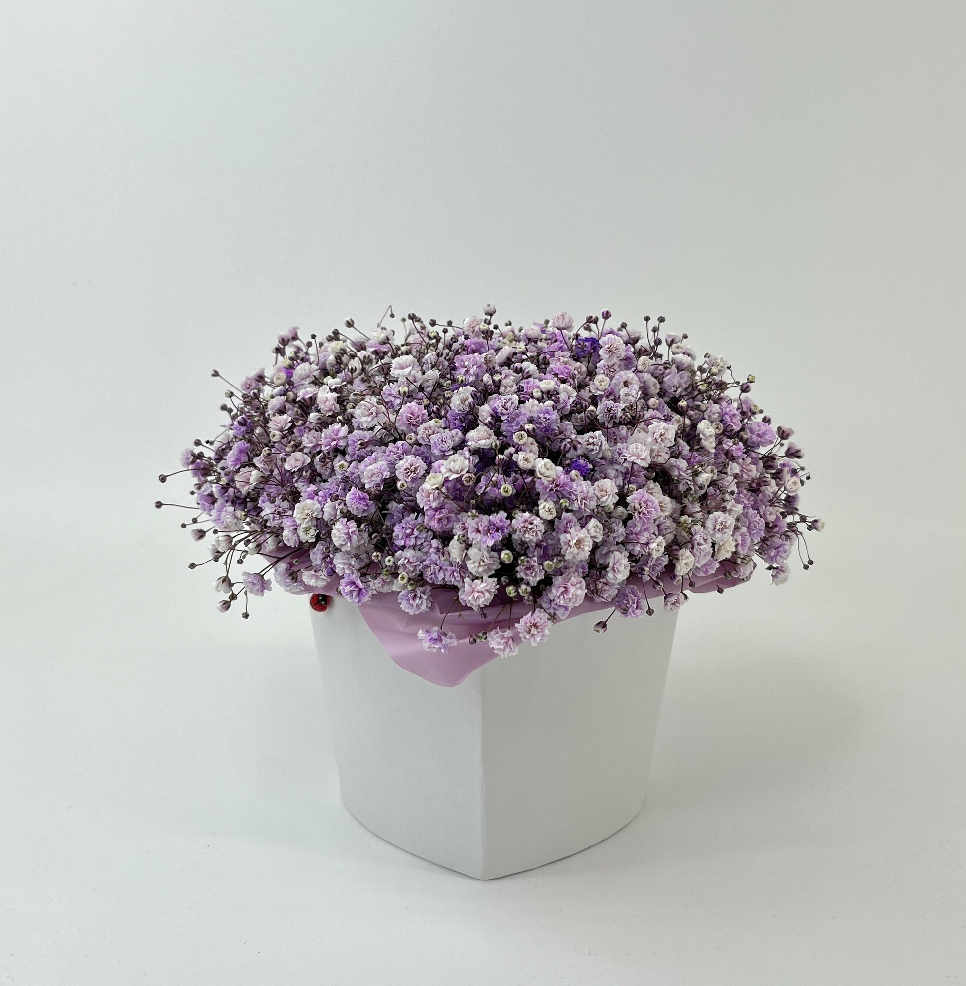 Лавандовая гипсофила в коробке Amor в виде сердца