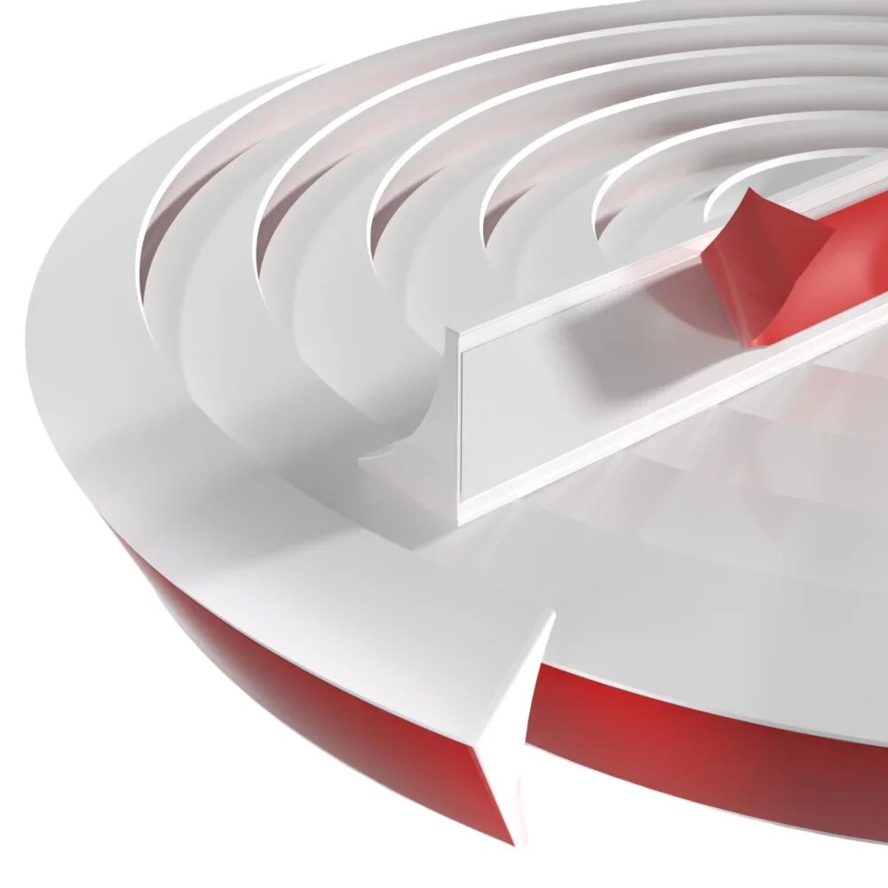 Силиконовая уплотнительная лента для дверей и окон 1/2/3 м White-200cm