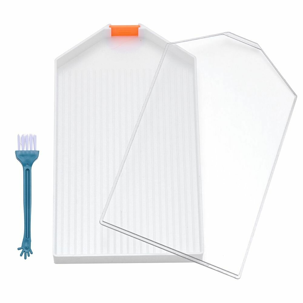 Лоток для алмазной живописи, пластиковый белый лоток с крышкой и щеткой для очистки набор для алмазной вышивки и дизайна ногтей