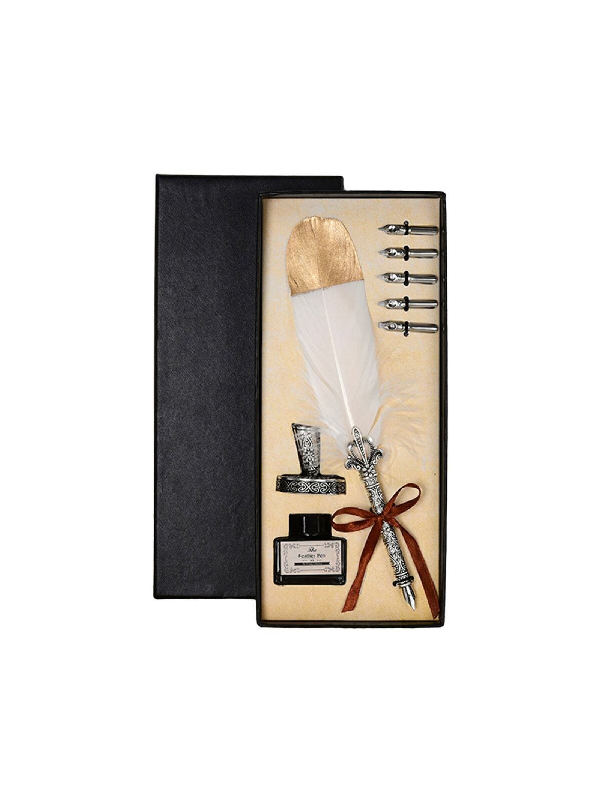 Перо Гусиное перо Винтажный набор перьевых ручек Dip Ink Нежная ручка для письма гусиной ручкой