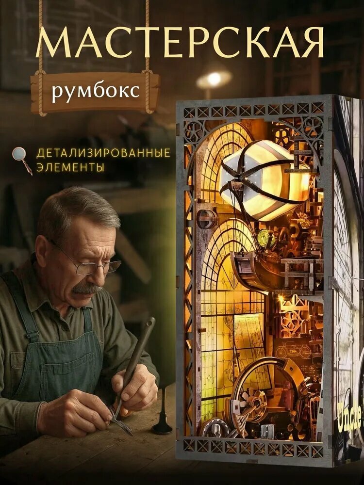 Мастер-класс по дизайну интерьеров Roombox Book, Книжный уголок, миниатюры, сборные макеты, подарки на Новый год 2026