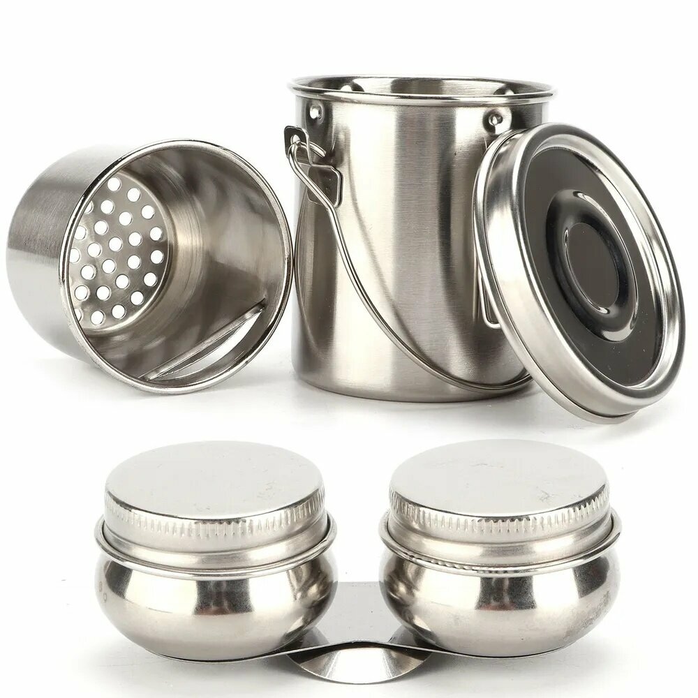 Набор для масляной живописи: масленка с двойным зажимом и стакан для промывки кистей (малый размер) + упаковка в PE-пакет