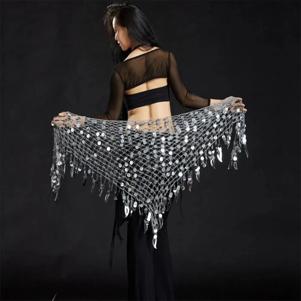 Костюм для танца живота женский, пояс для восточных танцев с монетками.