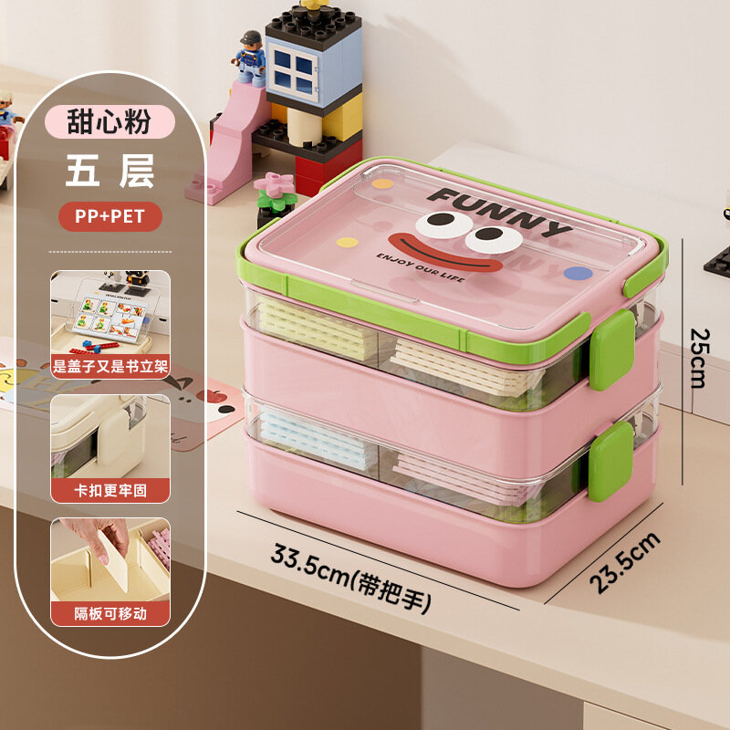 Коробка для хранения строительных блоков, настольная многослойная складная коробка для детских игрушек с отделениями, прозрачная коробка для хранения Lego