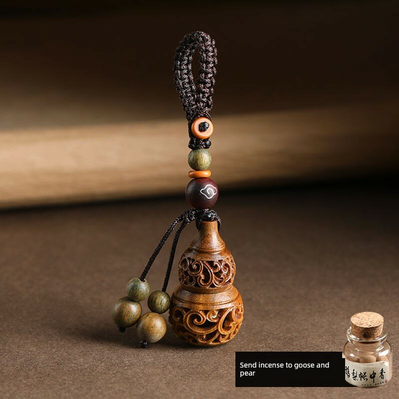 Зеленый сандаловый ароматный брелок с мини-шариком в виде тыквы для женщин, 5 ароматных шариков в комплекте,