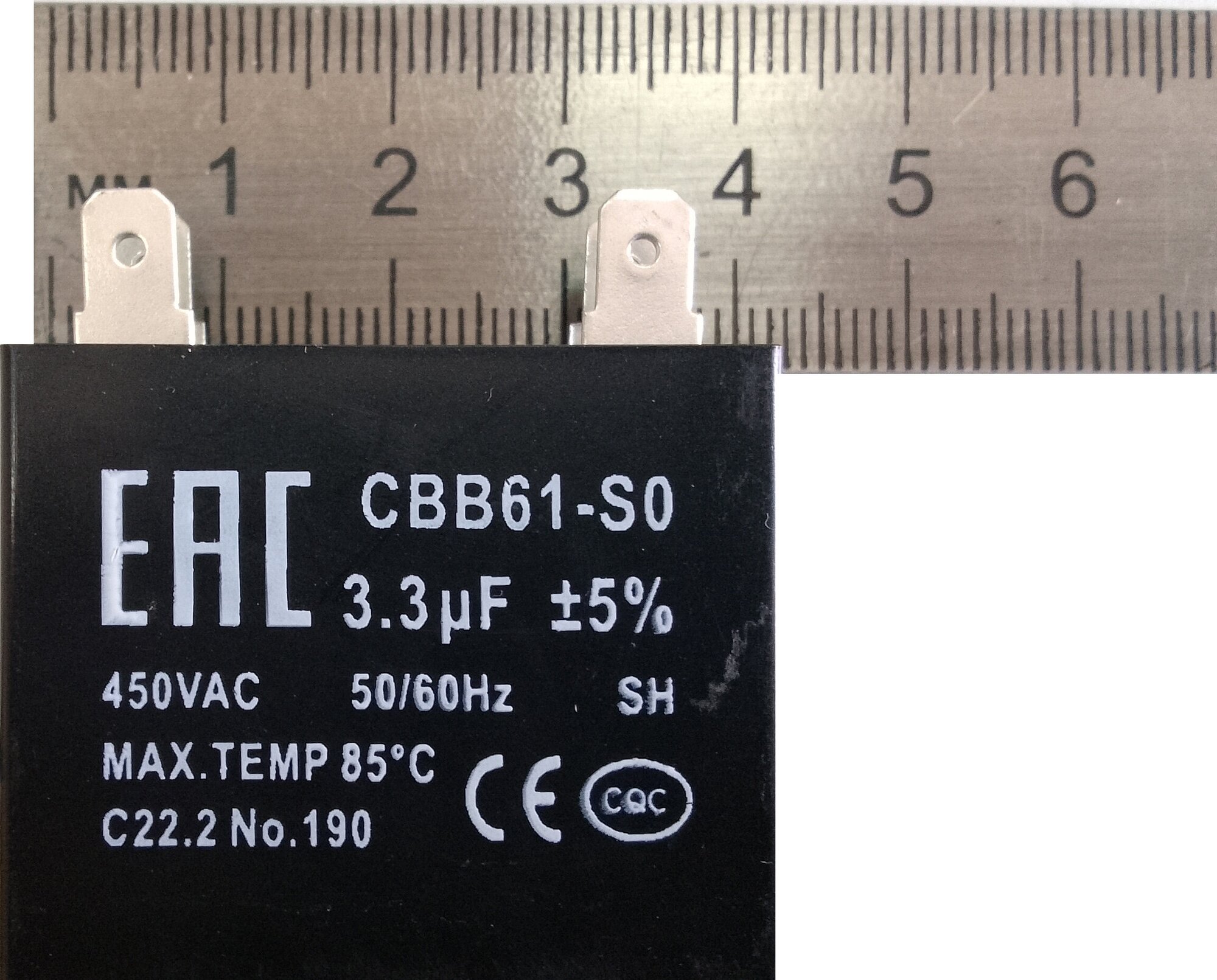 Конденсатор CBB61-S0 3,3 мкф С 450VAC 50/60Hz SH maxt 85°С для кондиционера (2шт.)