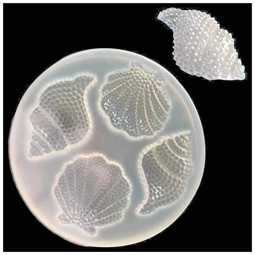 Молд силиконовый 0009675 для эпоксидной смолы Четыре ракушки 7 см, цена за 1 шт.