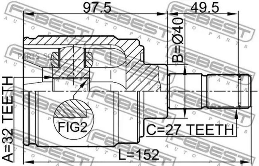 FEBEST 0311-CRVATRH ШРУС внутренний правый 32x40x27(55) (HONDA CR-V RD1/RD2 1997-2001) FEBEST ()
