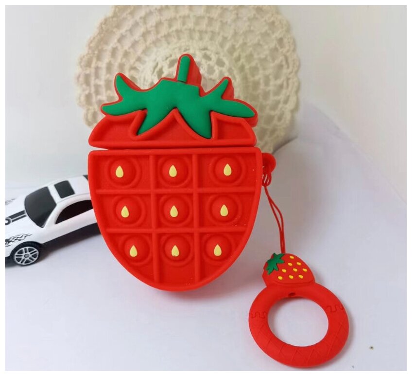 Силиконовый чехол для airpods 1 /2, /pop it, клубника