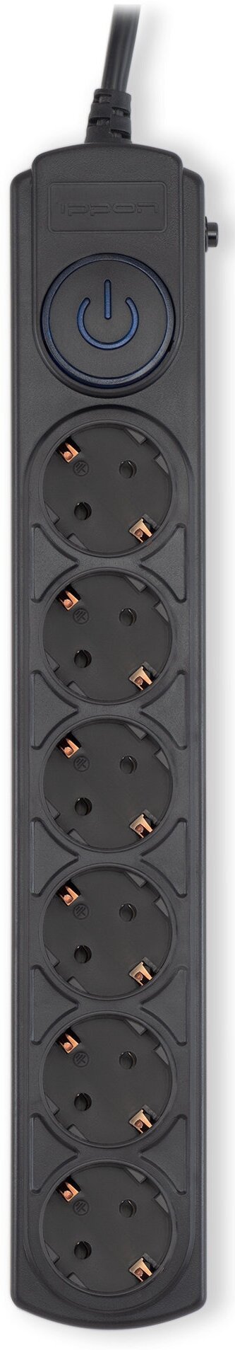 Сетевой фильтр Ippon BK-6-EU-5-16-B, 220 В, 6 розеток, 5 м, черный