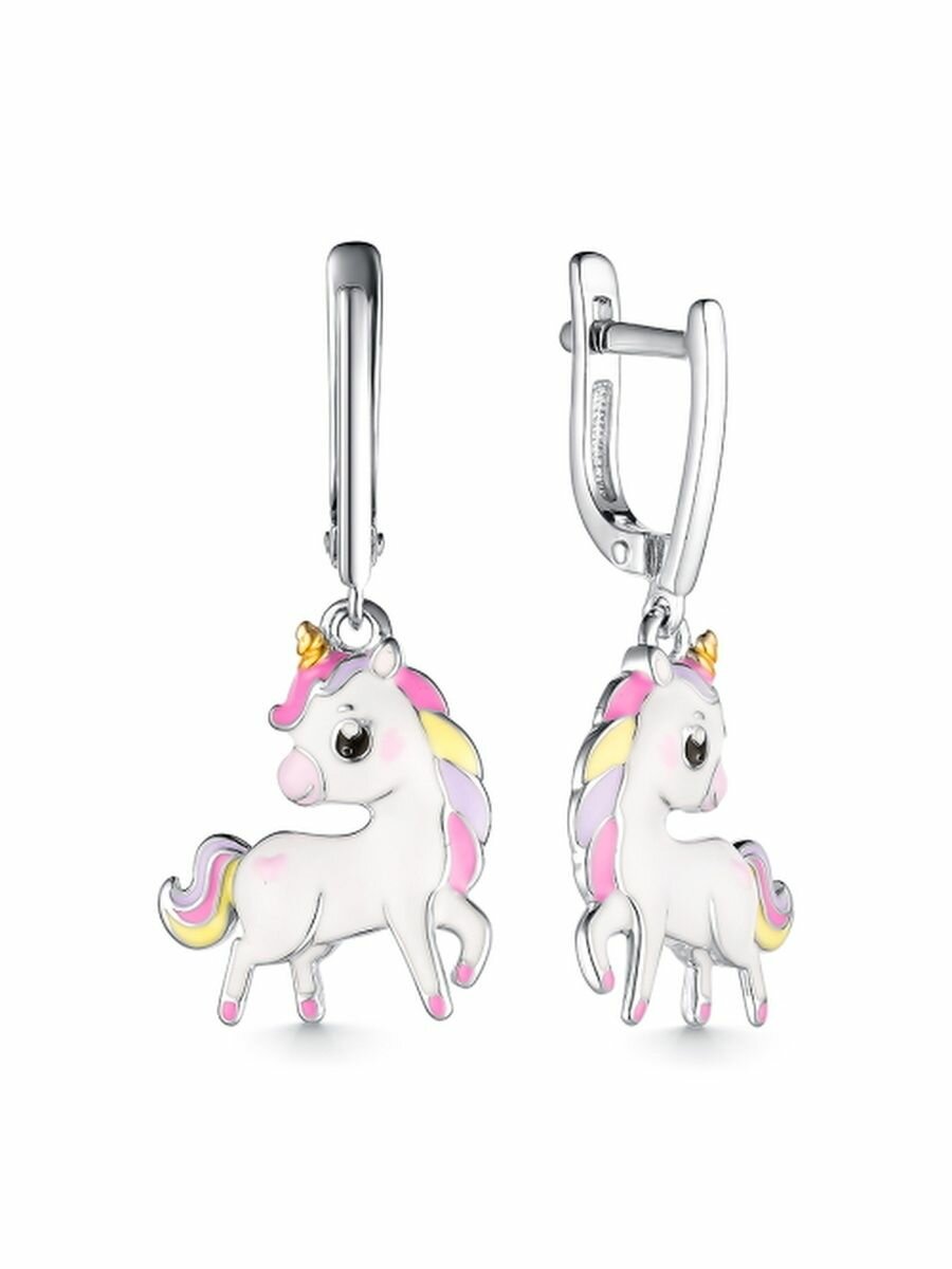 Серьги, серебро, 925 проба, родирование, эмаль