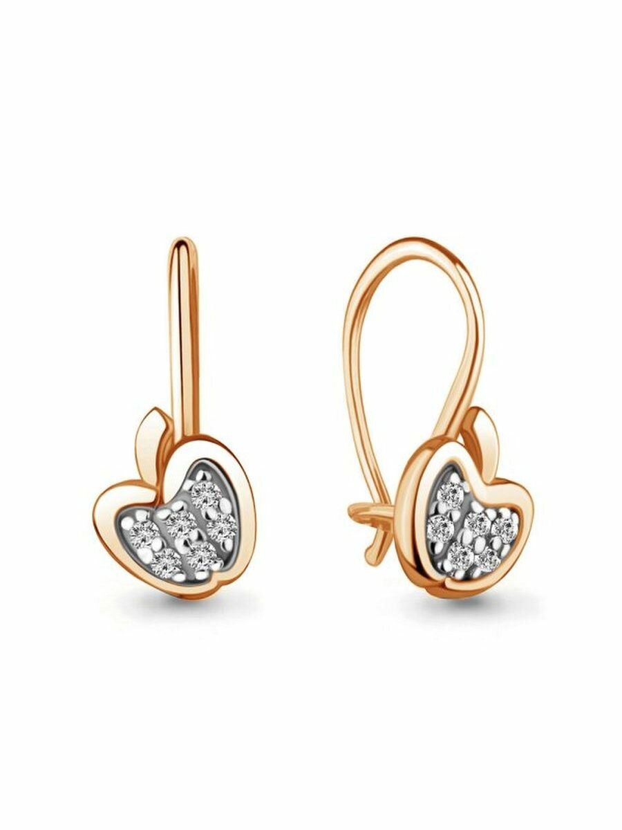 Серьги, красное золото, 375 проба, фианит