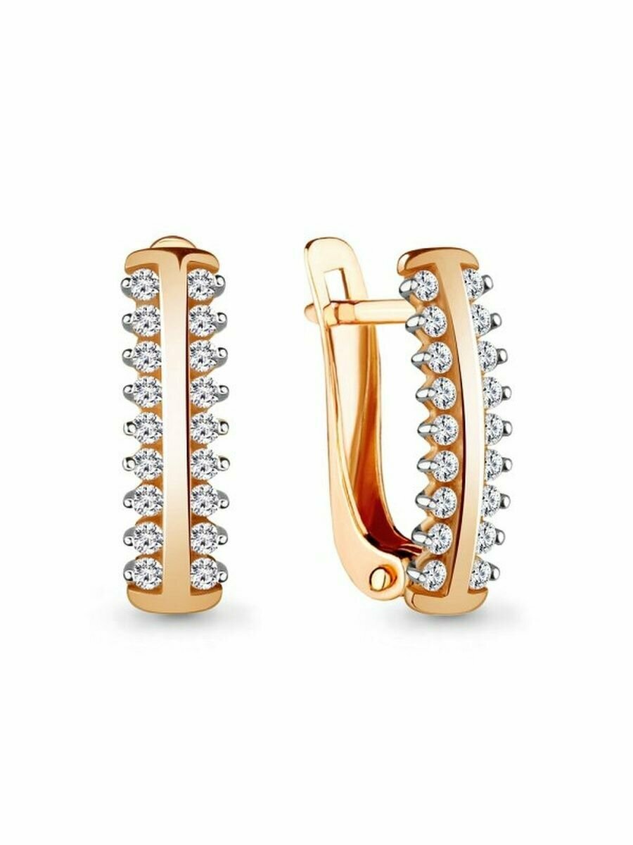 Серьги, красное золото, 375 проба, фианит