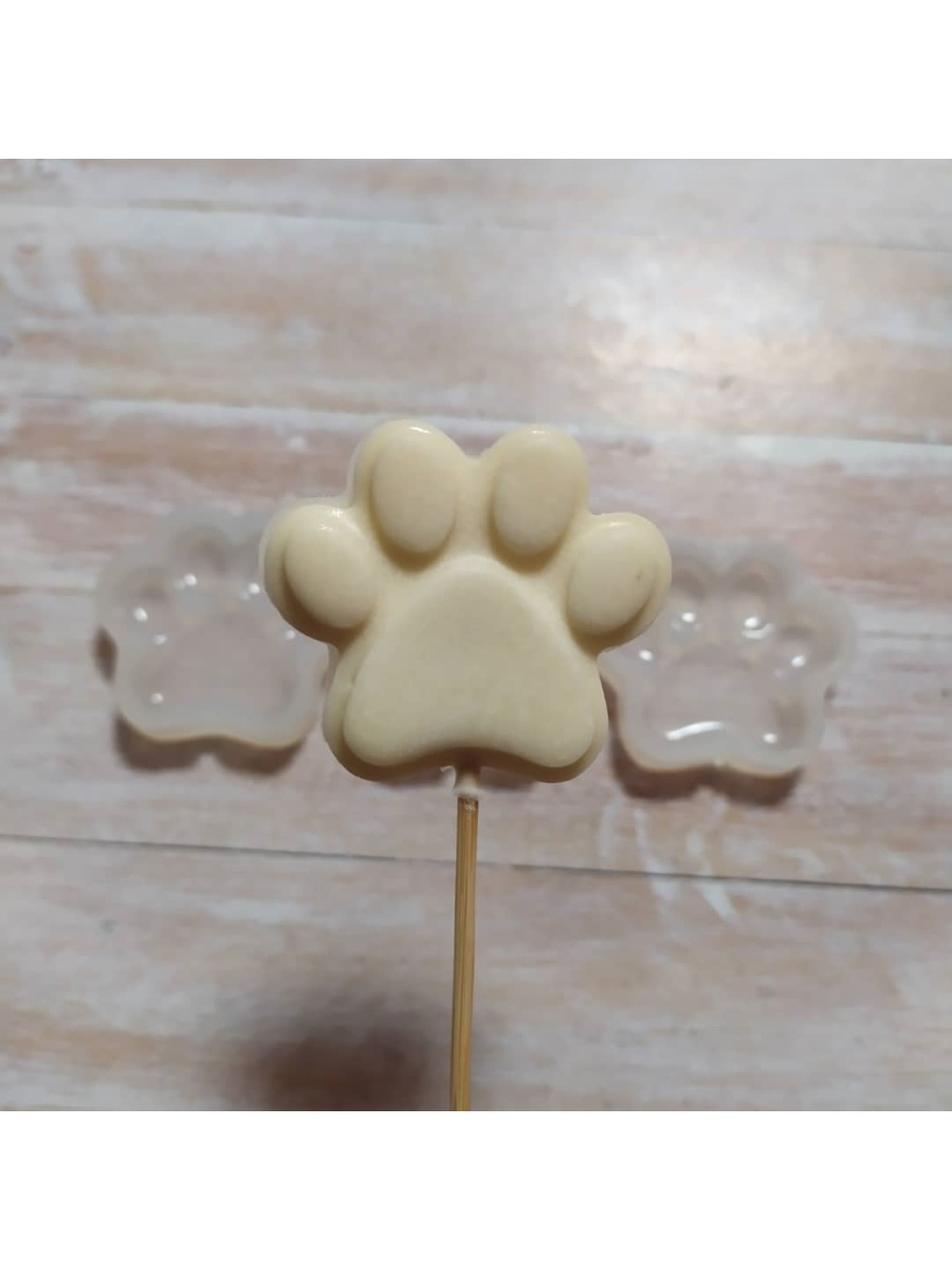 Силиконовая форма для леденцов лапы 5 см 3 ячейки