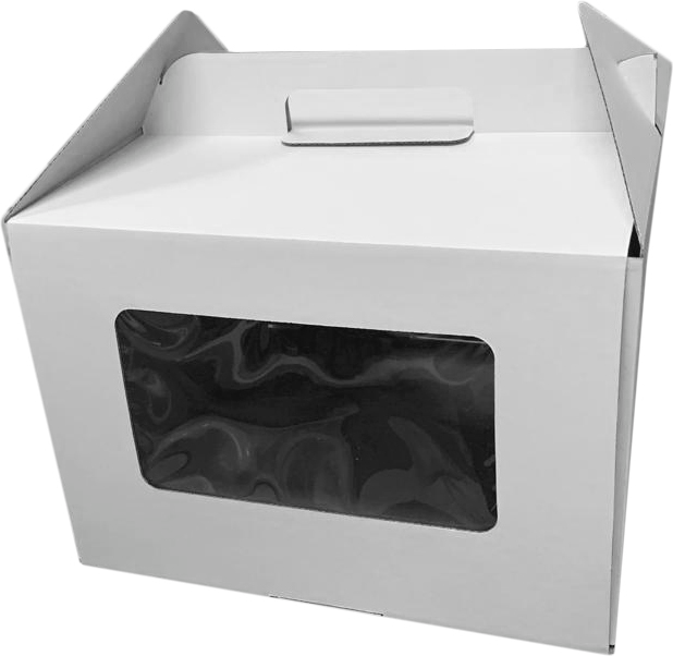 Упаковка для торта на 1 кг. 24х24х20 с окошком Белая Handle Box (Набор из 7 шт.)
