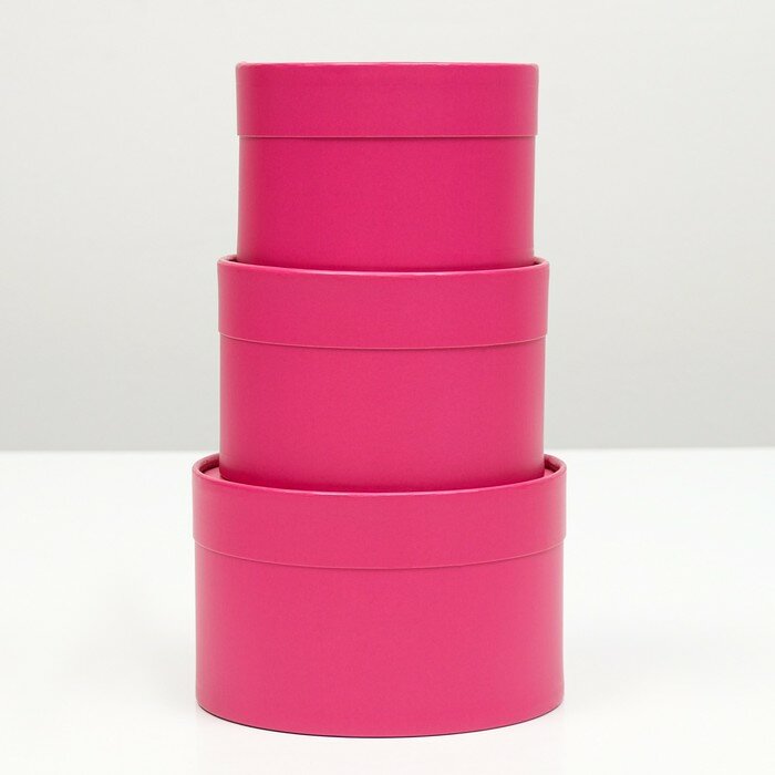 Набор шляпных коробок 3 в 1,«Бордовый»,16×10.14×9.13×8.5 см