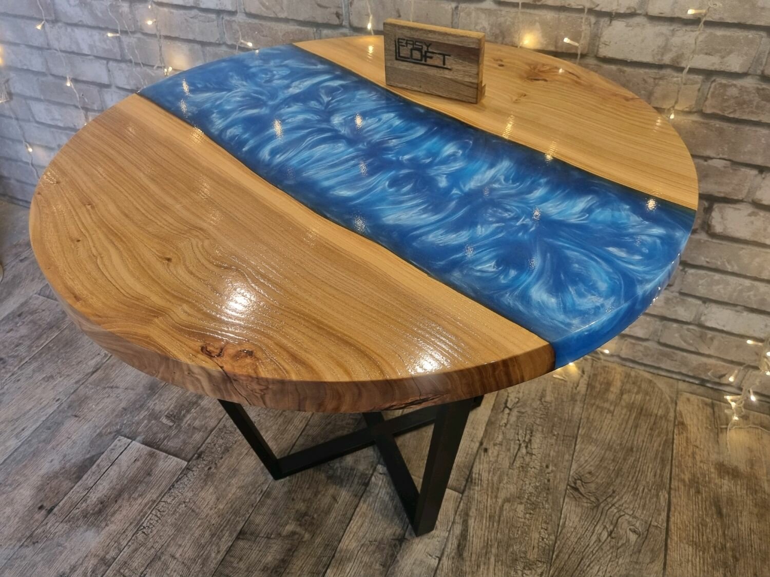 Стол-река "EasyLOFT" в стиле лофт, карагач, 90х90х75 см.