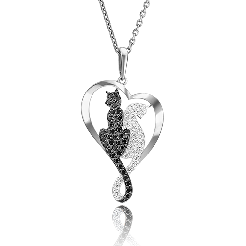 Подвеска, белое золото, 585 проба, фианит