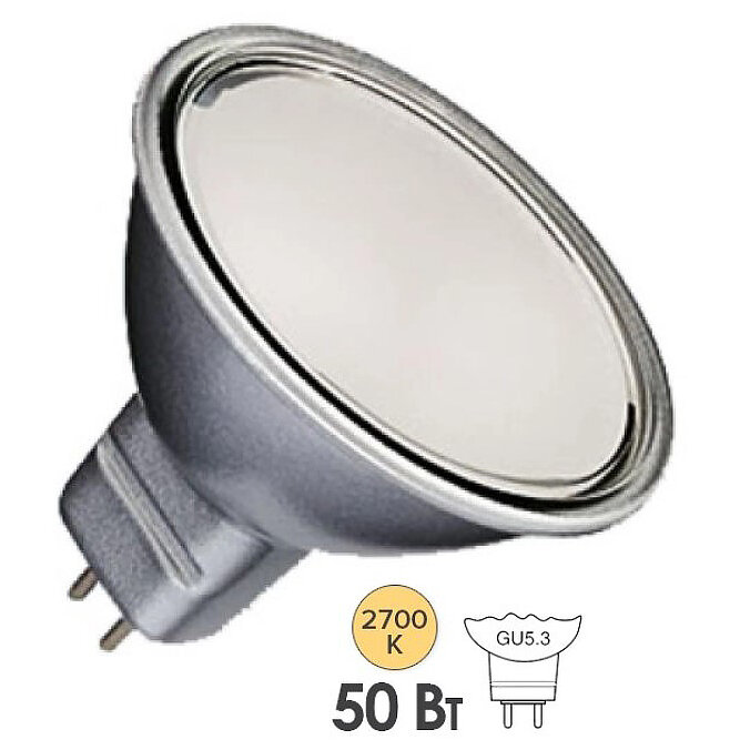 1шт/уп. Лампа Галогенная Софит 50Вт 12V GU5.3 MR16 D-51mm L-45mm Диммируемая Свет Теплый белый BLV, уп. 1шт