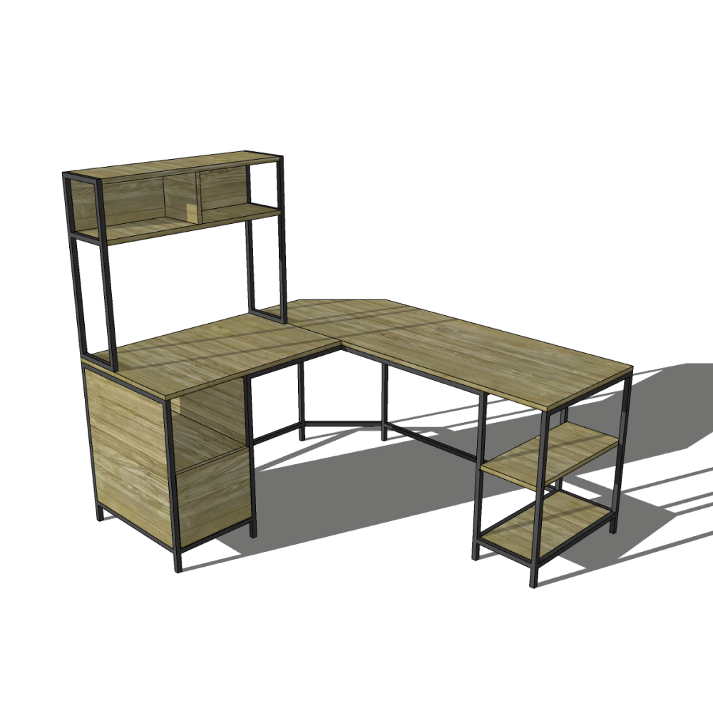 Письменный стол лофт Boss L-01, для дома и офиса, с размерами 150х75х65 см