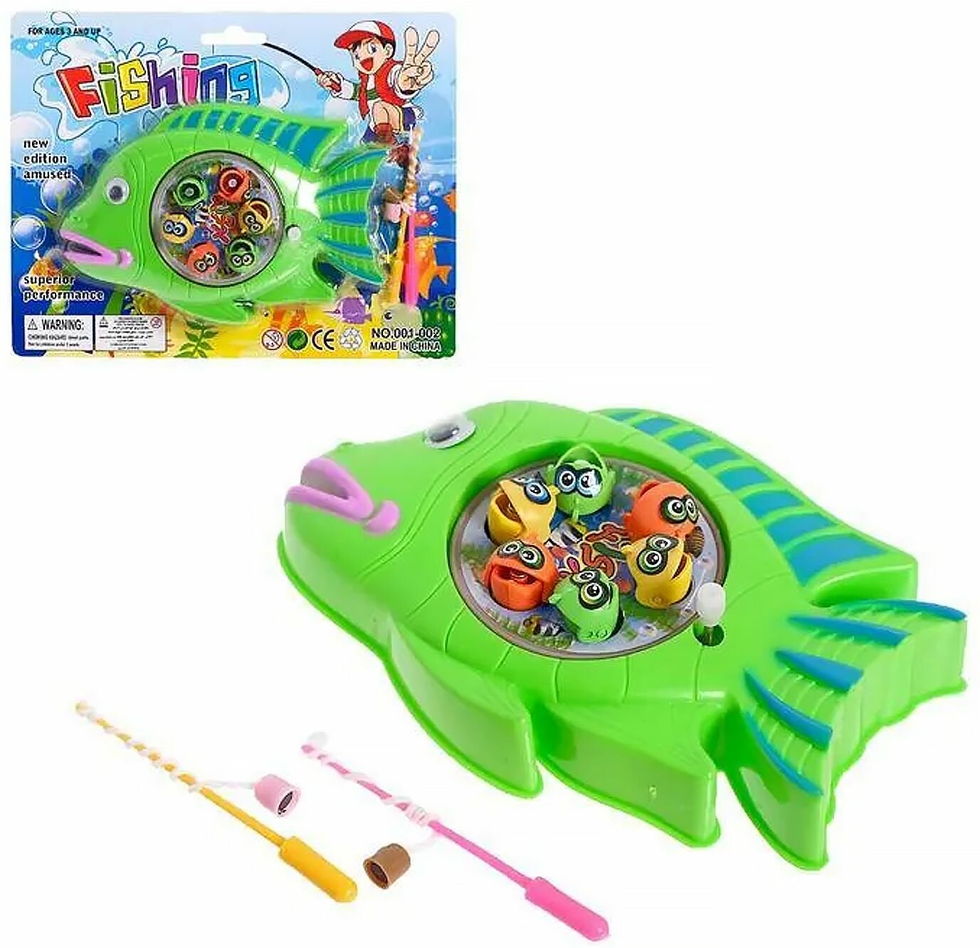 Развивающая магнитная игра-рыбалка "Рыбки", заводная игрушка, набор 6 рыбок + 2 удочки