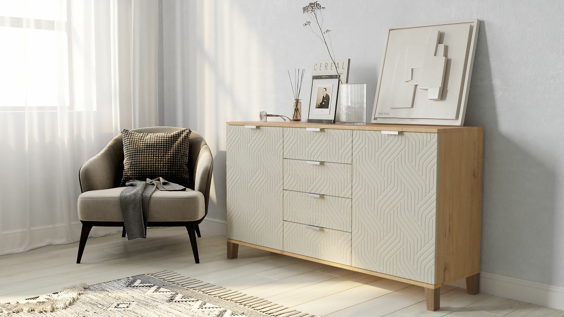 Комод с ящиками и полками для одежды Йорк 25 140 х 80 х 40 см