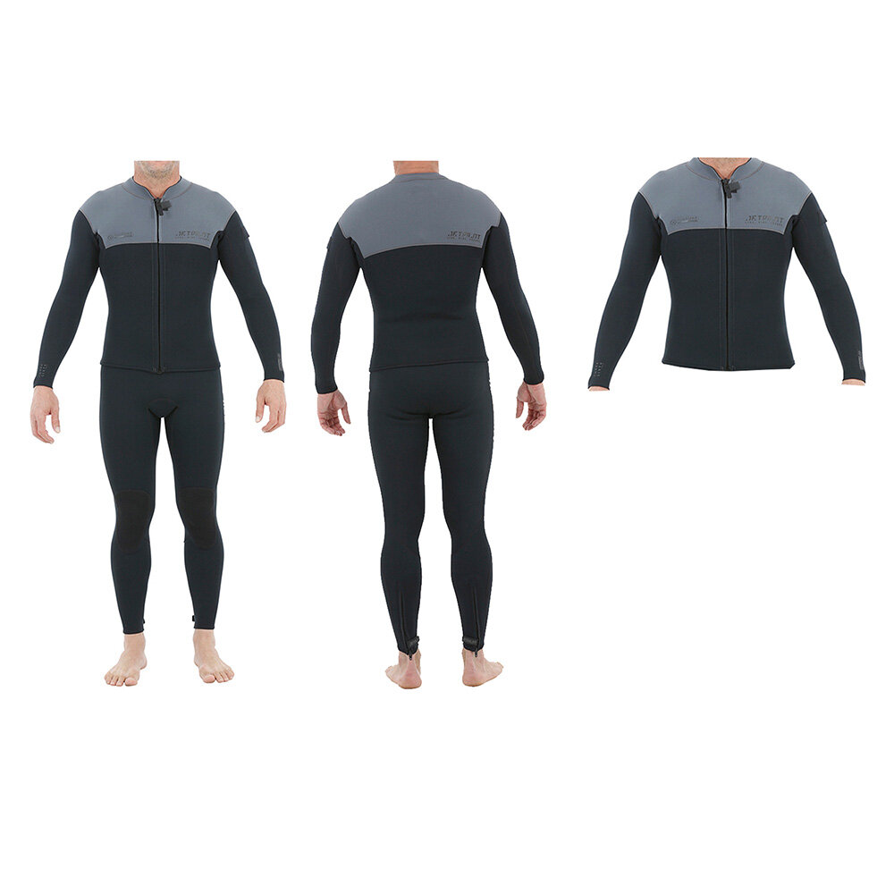 Гидрокостюм и гидрокуртка на молнии мужской для вейкборда, водных лыж Jetpilot venture john and jacket charcoal, размер XXXL