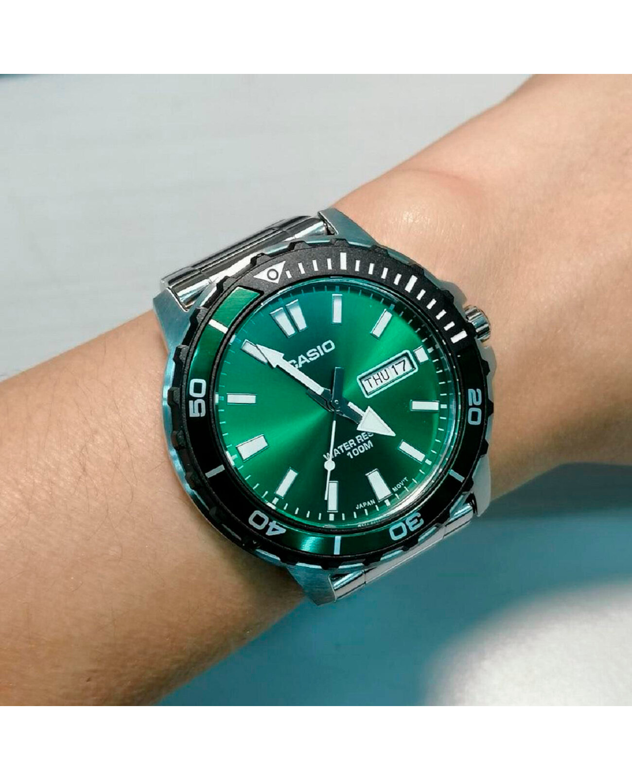 Наручные часы CASIO Collection, черный/зеленый — фото 1