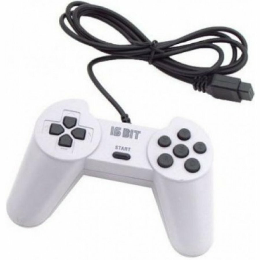 Геймпад проводной 16 bit Рогатый Super Drive узкий разъем 9 pin (Серый) (16 bit)