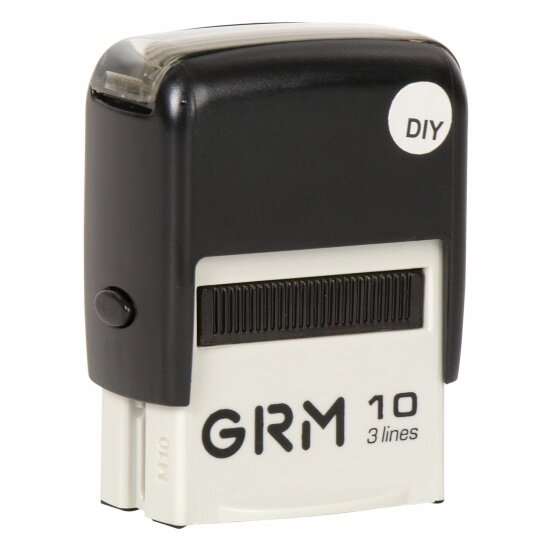 Штамп самонаборный Grm (мини) 3-строчный, оттиск 26х12 мм, синий, 10 DIY, касса В комплекте, 116000000