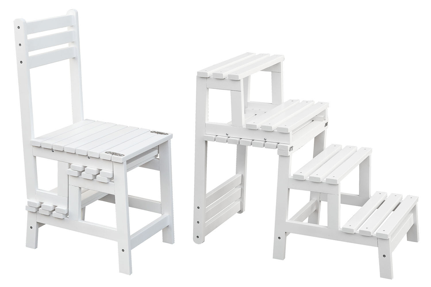 Стул-стремянка , складной, универсальный, массив дерева, белый, 40х48х90 см