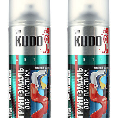 Грунт-эмаль аэрозольная для пластика Kudo белая матовая RAL 9003 520 мл (2 шт.)
