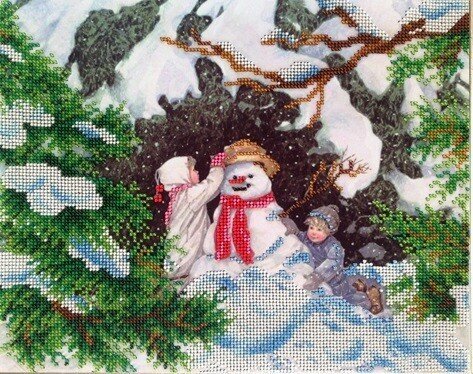 Набор для вышивания FeDi #КВ415 Зимние забавы, Вышивка бисером, 26 х 32 см