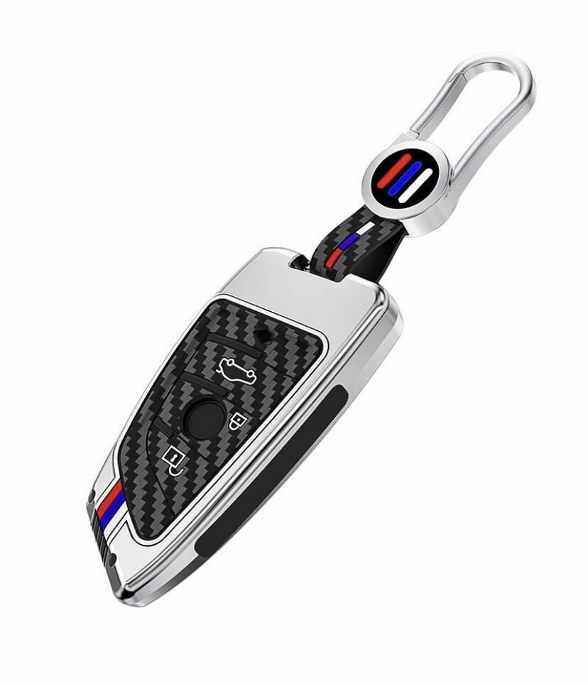 Чехол для ключа автомобиля BMW / БМВ G серии 3 кнопки Carbon silver