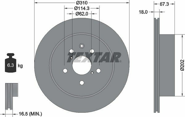 Диск тормозной задний с покрытием pro lexus/ toyota textar 92148003