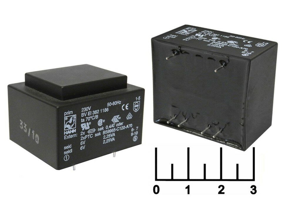 Трансформатор 2*6V 0.38A BVEI 382 1186