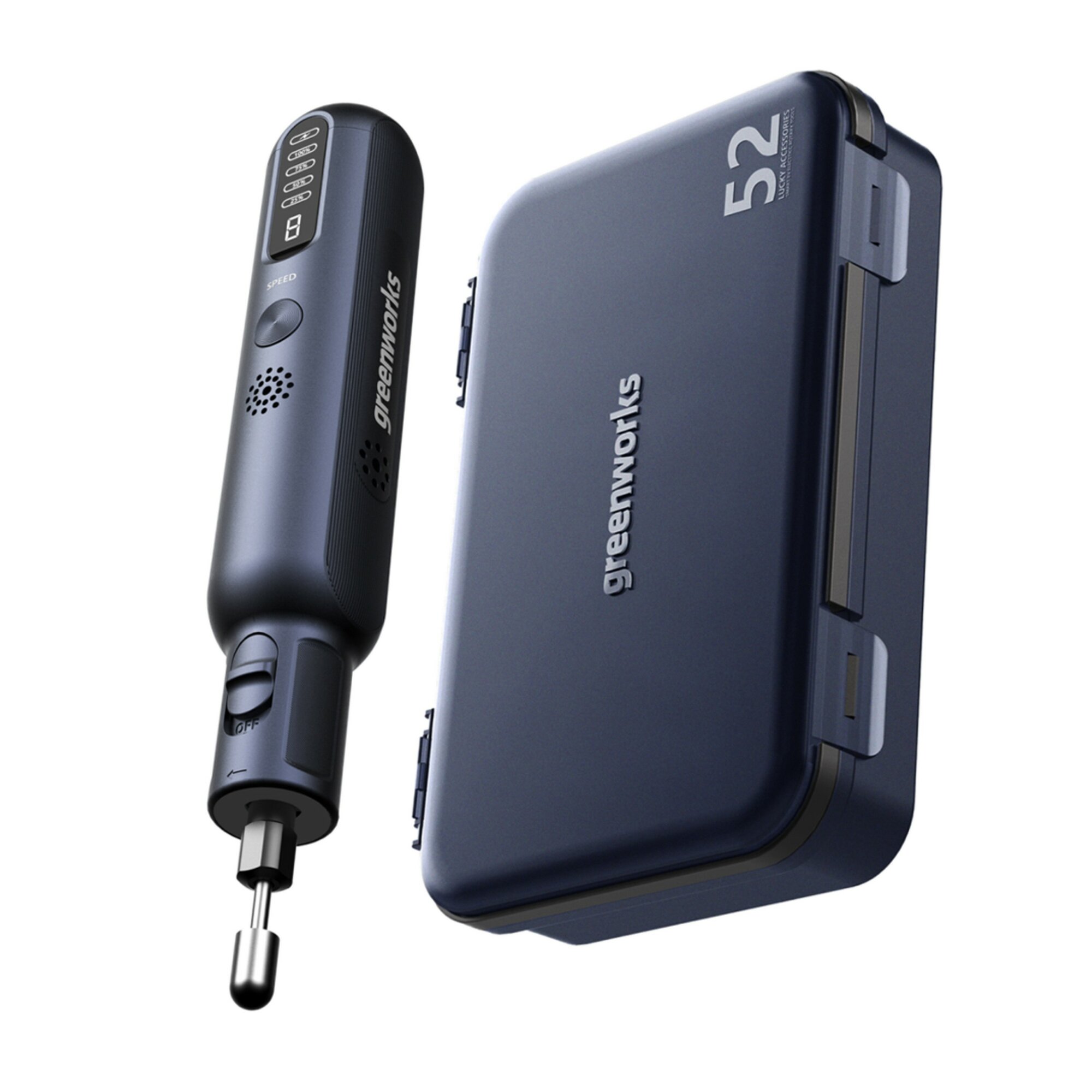 Гравер Greenworks GPT-8VRT, 8V, USB-C, 2,4/3,2 мм, 5000–30000 об/мин, LED, автоблокировка, оснастка 52 шт, кейс, 3200707