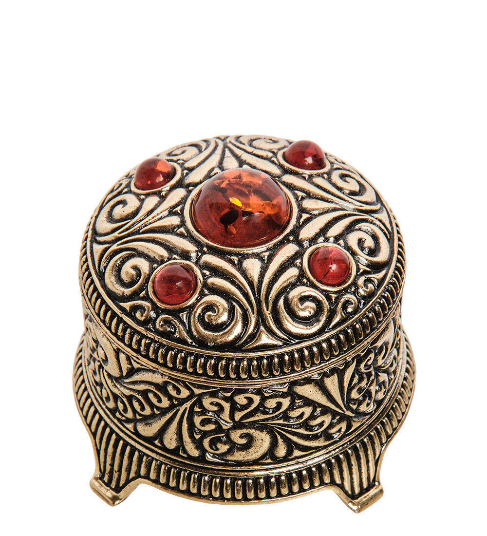 Шкатулка 'Вернисаж' (латунь, янтарь)