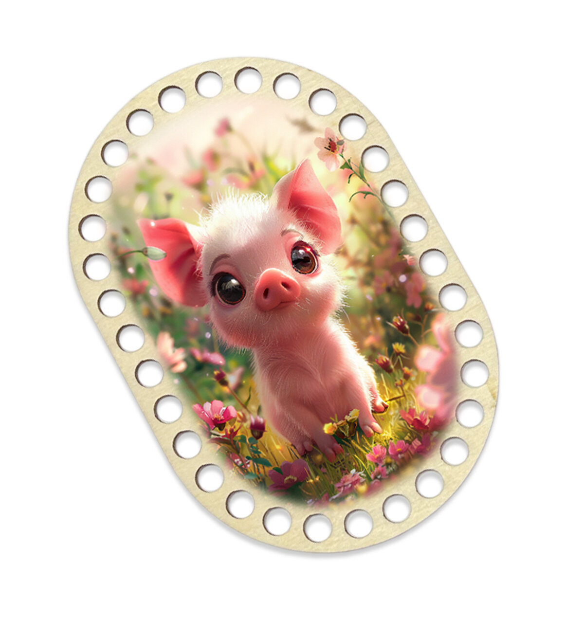 Донышки для вязания, заготовки для рукоделия, 14,8 х 9,8 см, прямоугольник с округлыми краями, 8 мм, хрюша