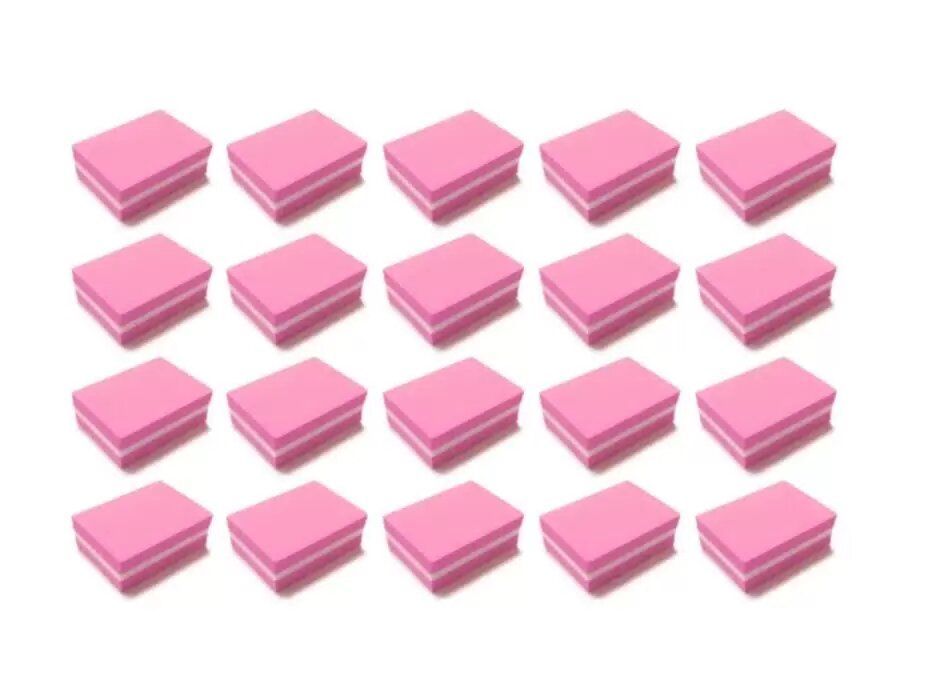 Мини-бафы для маникюра и педикюра 20 шт розовые 3.5x2.5x1.5 см 100/180