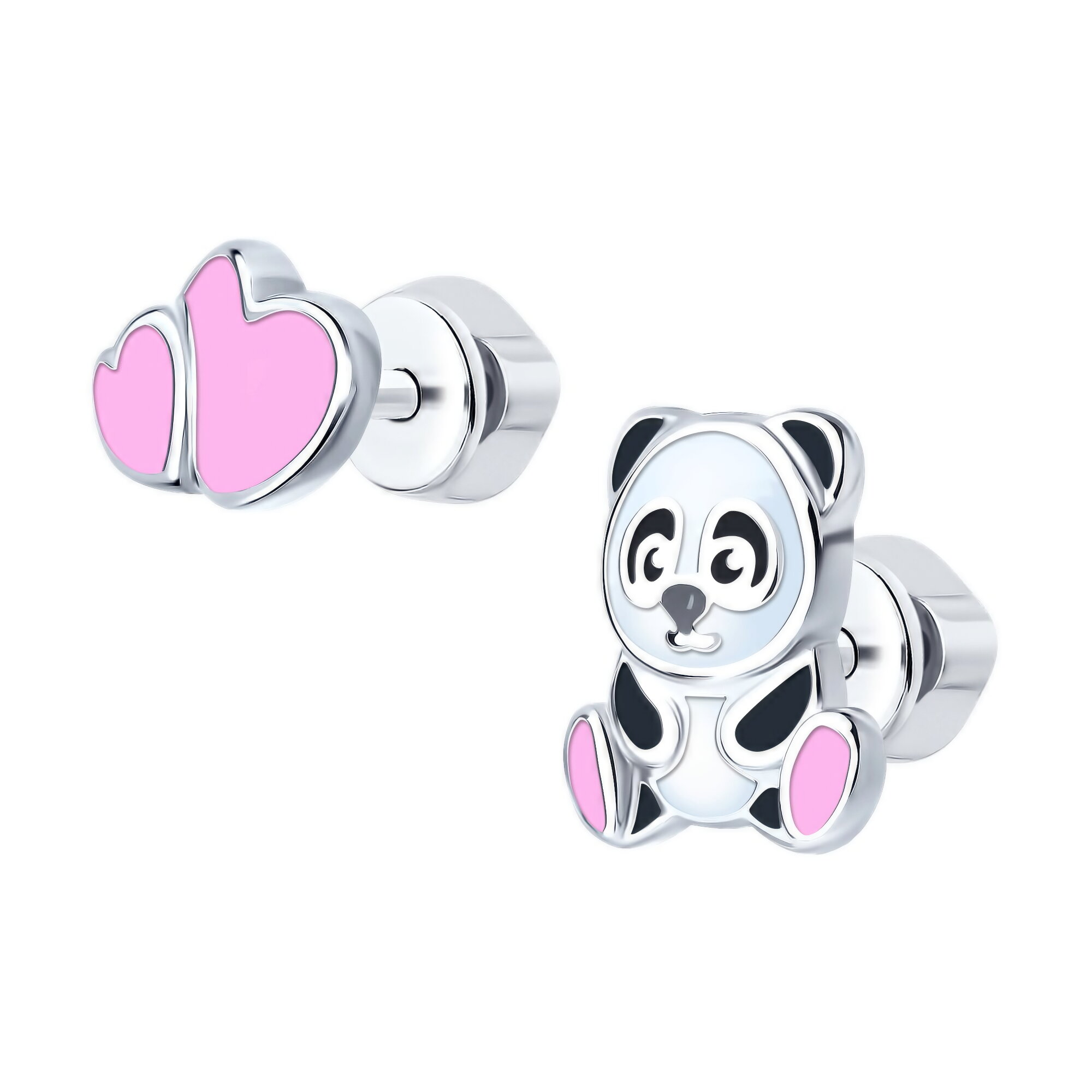 Серьги пусеты, серебро, 925 проба, родирование, эмаль