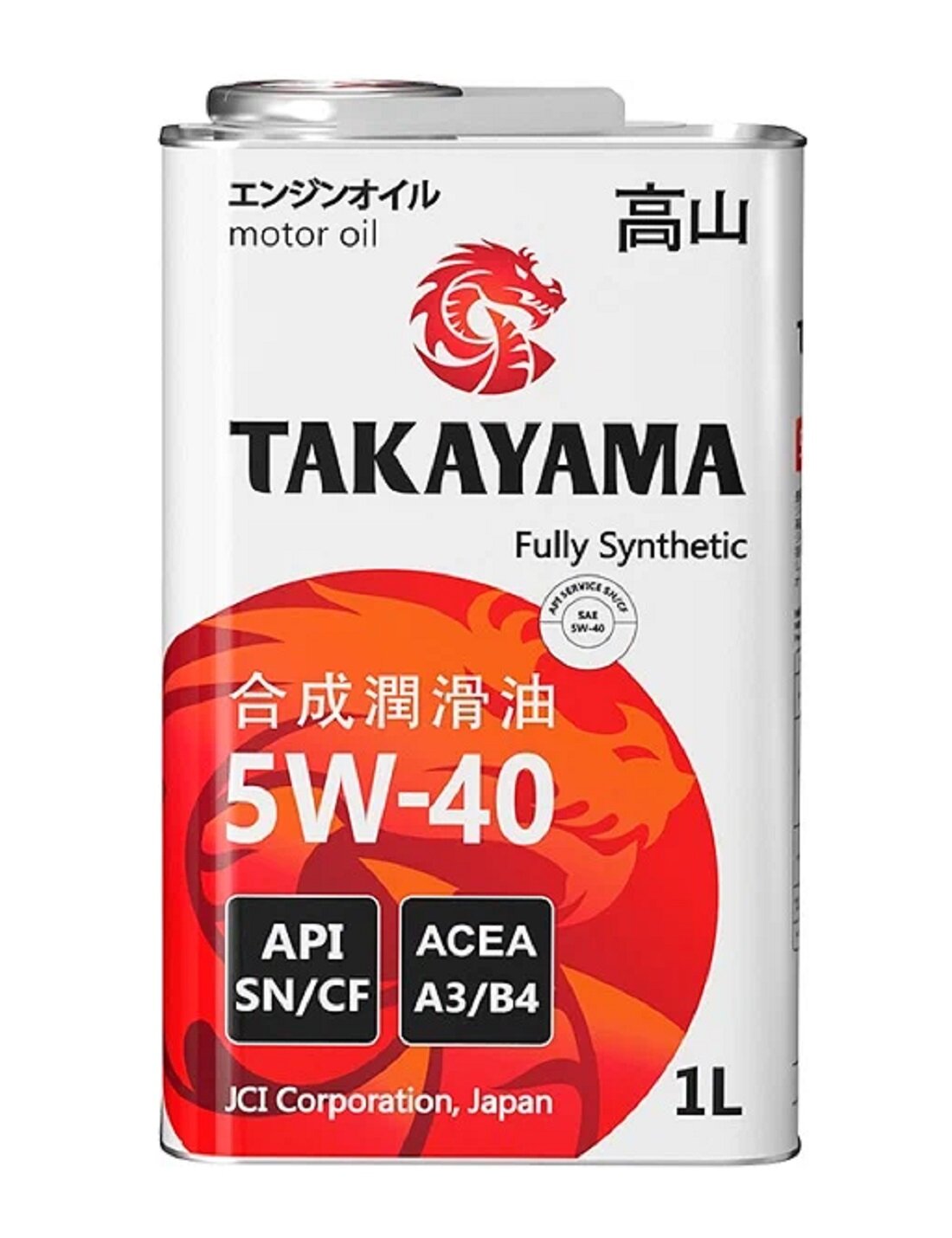 Синтетическое моторное масло Takayama Adaptec SAE 5W-40, канистра 1л