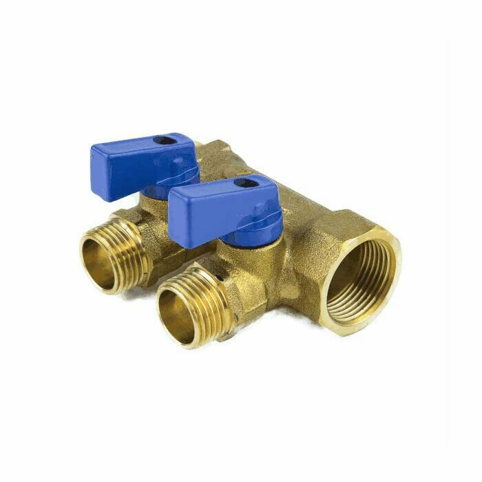Коллектор лат шар/к син 3/4" м/р 3в 1/2" н/р 35мм, AQUASFERA 9025-02 (1 шт.)