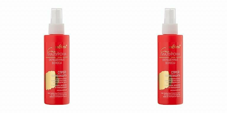 Белита Спрей-термозащита "Запечатывание цвета" для окрашенных и поврежденных волос, с маслом жожоба и гиалуроном, несмываемый, 150 мл, 2 шт.